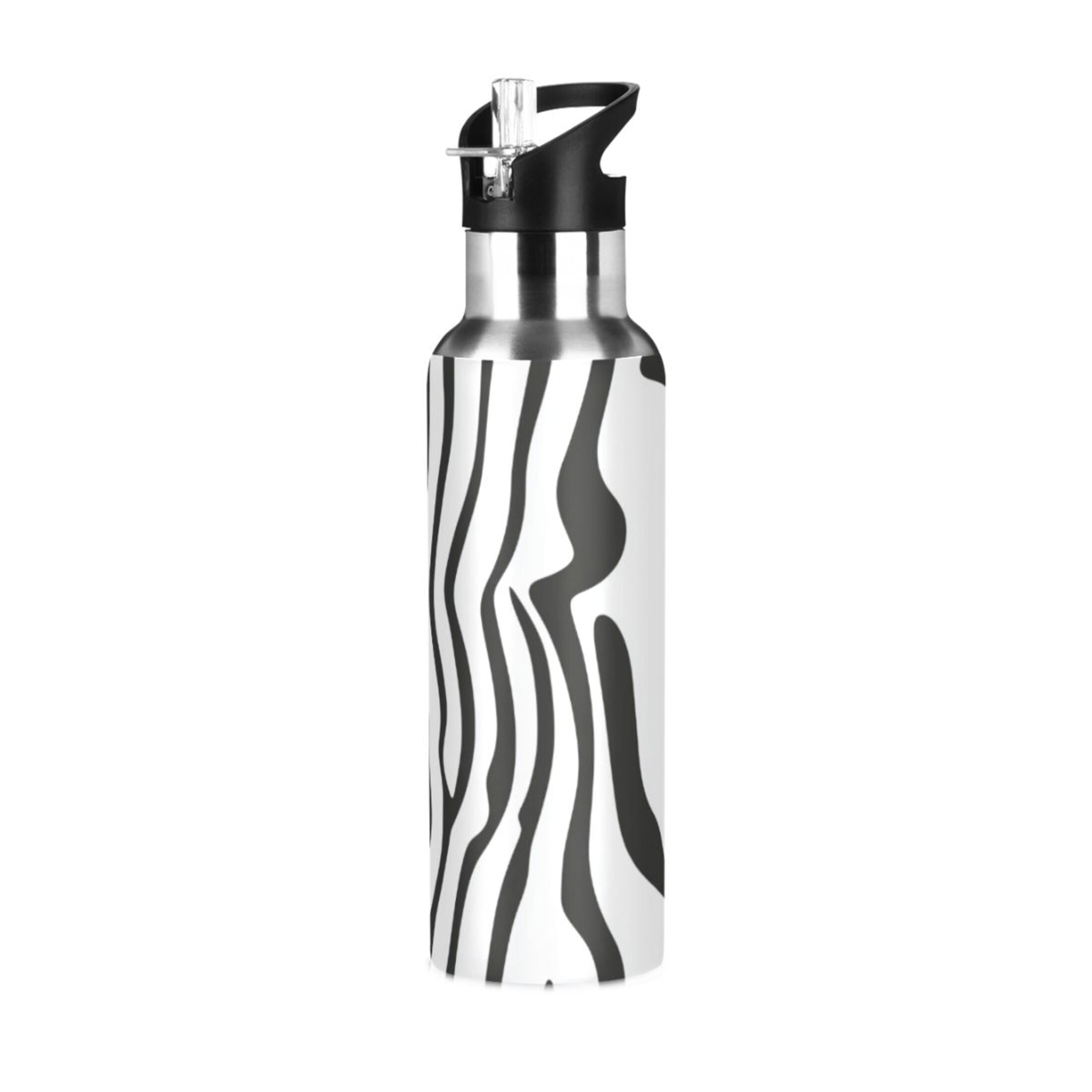 Art Black and White Pattern 600ml Double Walled Stainless Steel ...