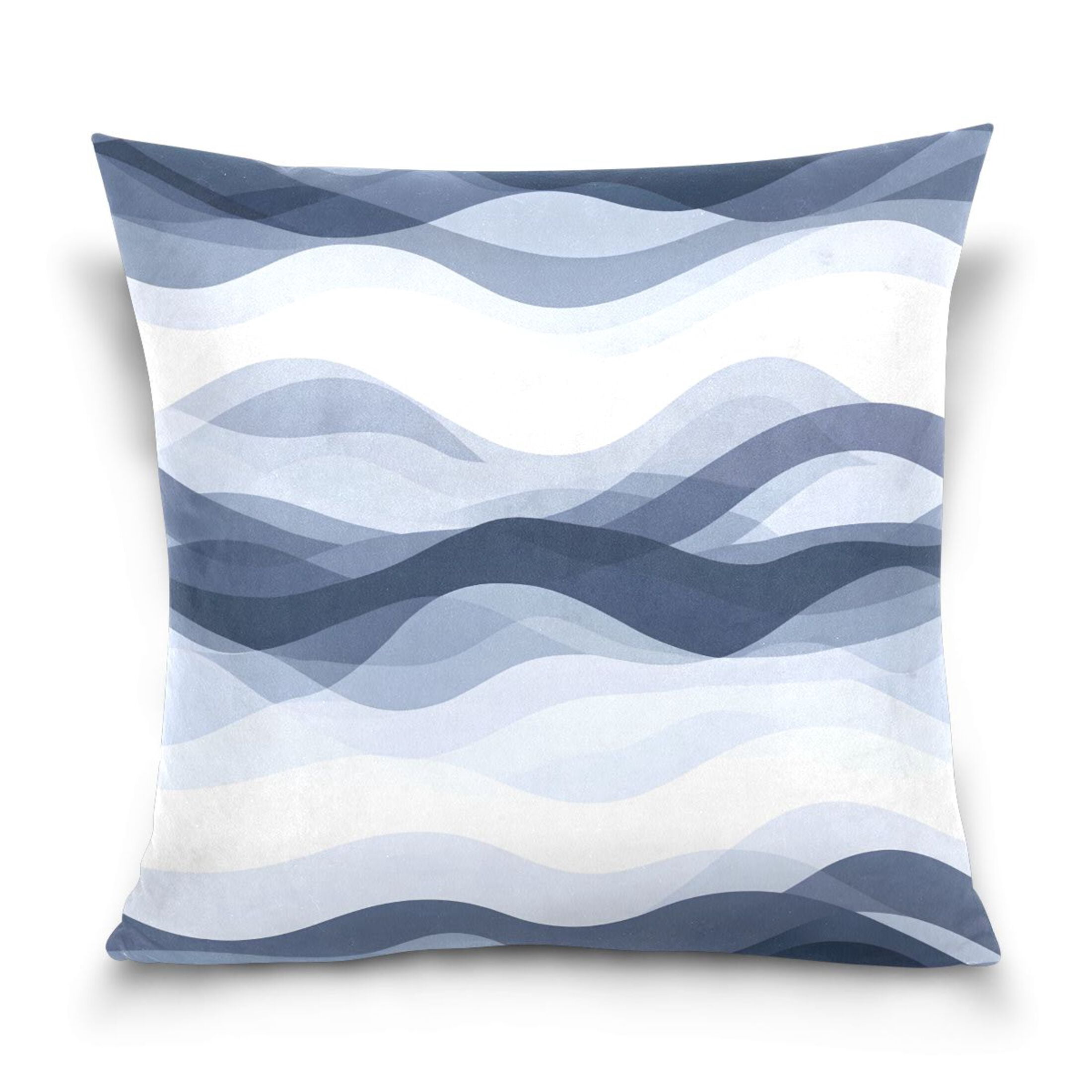Art Blue Wave 16x16 Inch Plush Velvet Pillowcase Double Sided Print ...