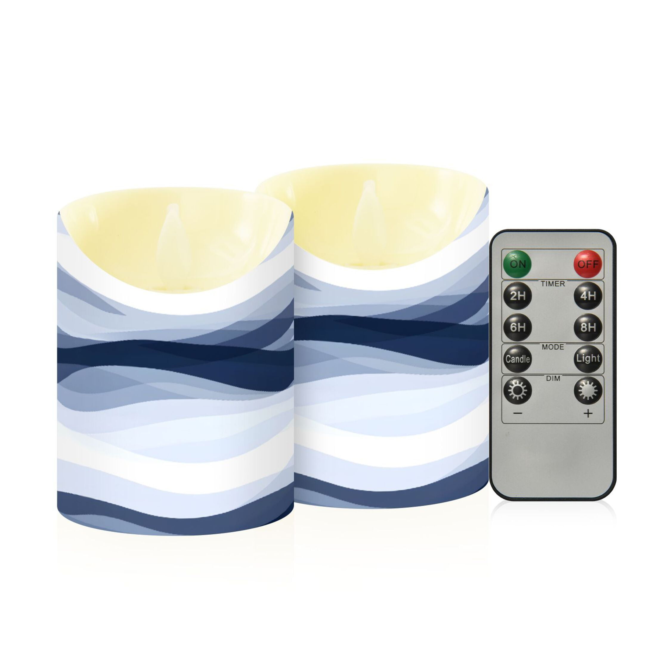 Art Blue Wave Flameless Candles 2 PCS with Remote Realistic Moving ...