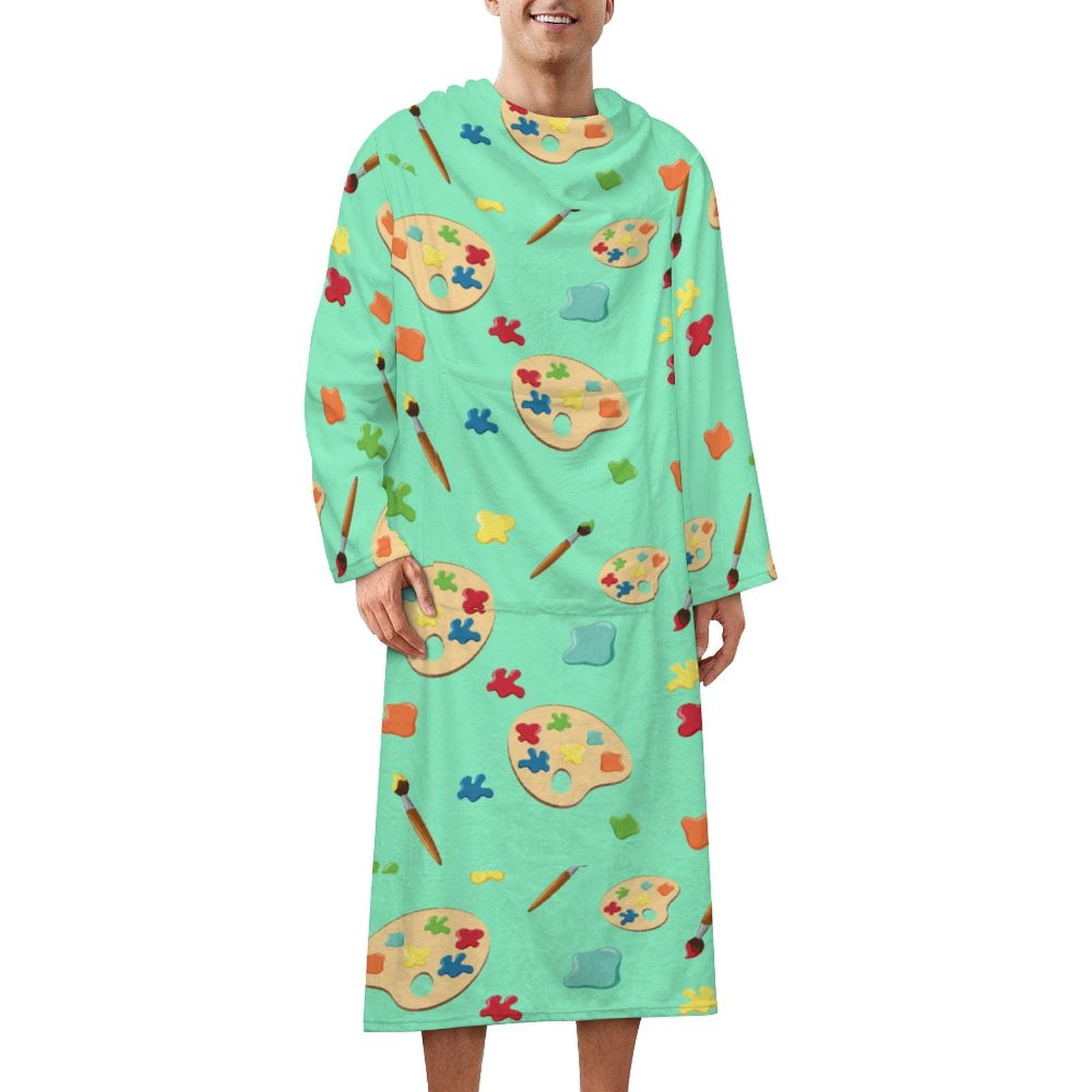 Art Board Design Wearable Hooded Blanket Covered Robe Sweater Throw ...
