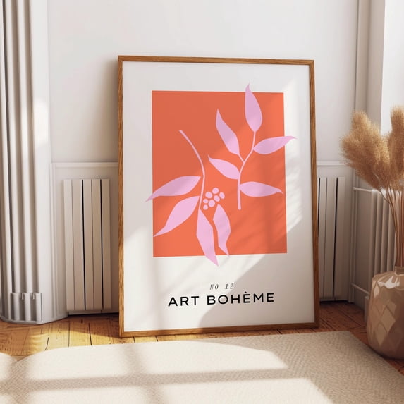 Art Bohème No.12 Botanical Print Minimal Pink Leaf Illustration On ...