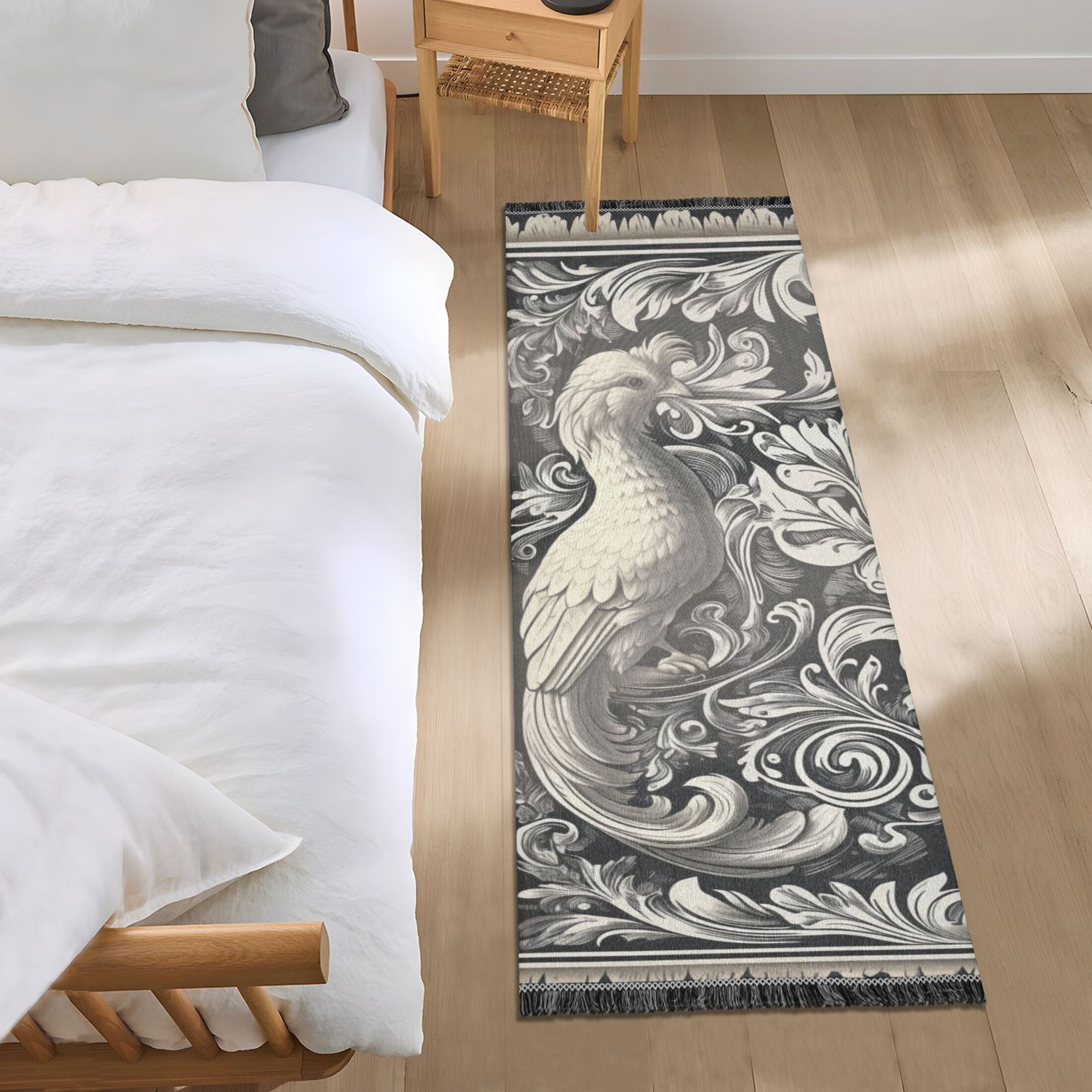 Art Boho Bird and Flower Bedroom Runner Rug 2'x 6' Non Slip Carpet ...