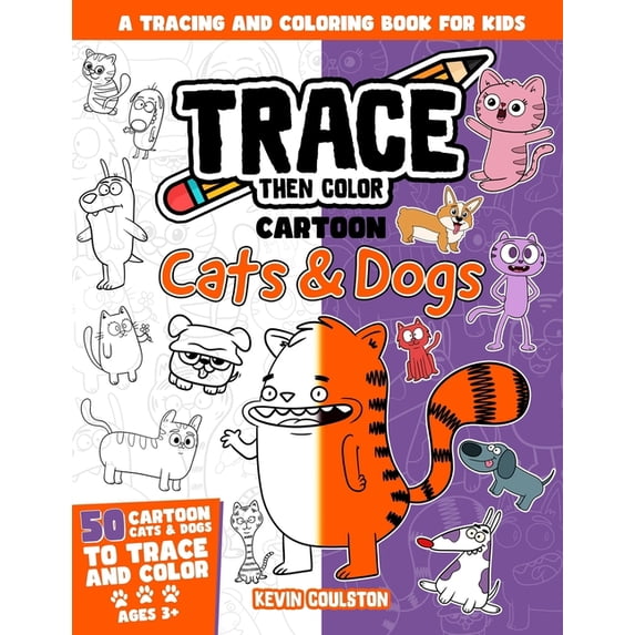 Art Books for Kids from Firstartbooks Trace Then Color: Cartoon Cats ...