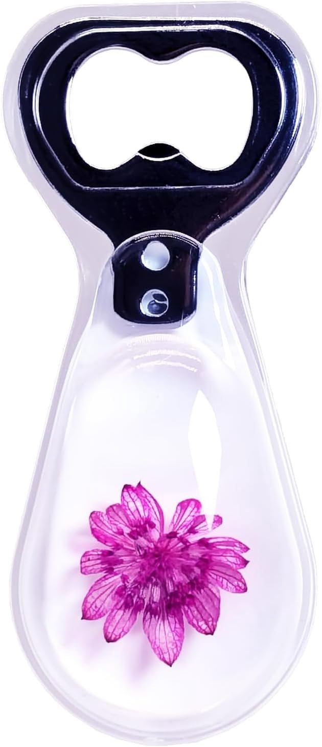 Art Bottle Opener - Real Astrantia Flower, Clear Grey, 1 count ...