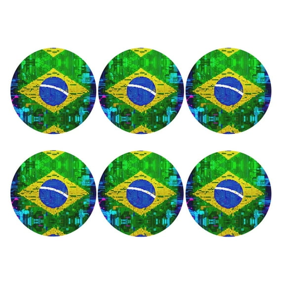Art Brazilian Flag Leather Coasters for Drinks Perfect for Living Room ...