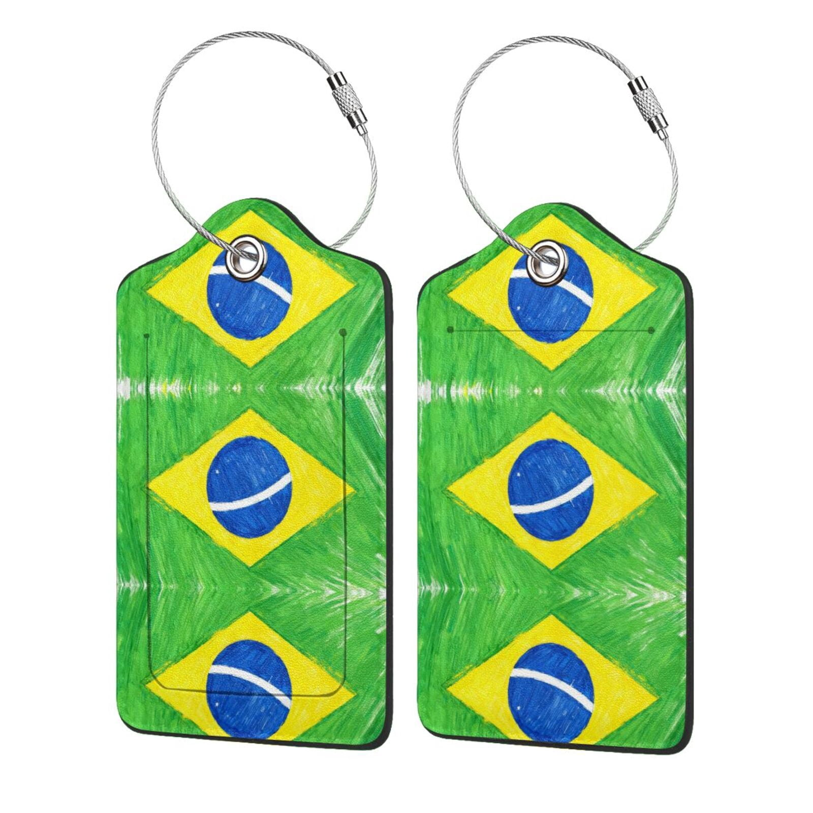 Art Brazilian Flag Leather Luggage Tag with Loops Suitcase Tags Bulk ...