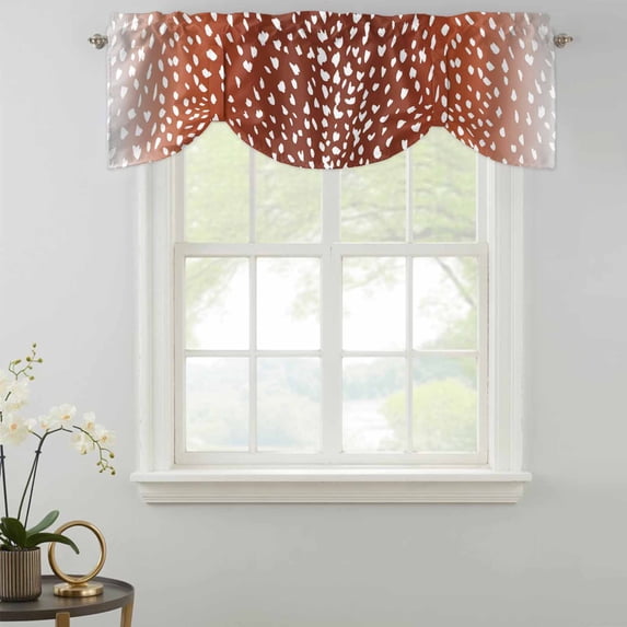 Art Brick Red Tie Up Valances Curtain, Vintage White Polka Dots Red ...