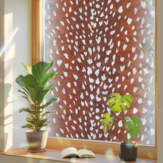 Art Brick Red Window Privacy Film, Vintage White Polka Dots Red Ombre ...