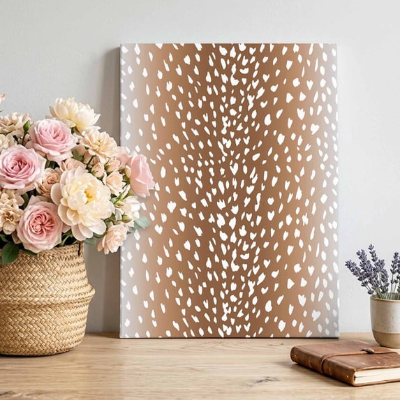 Art Brown Canvas Wall Art for Living Room, Vintage White Polka Dots ...
