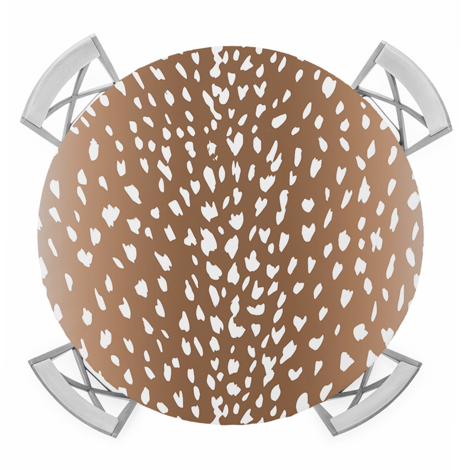 Art Brown Round Table Cover, Vintage White Polka Dots Brown Ombre ...