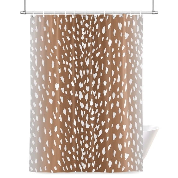 Art Brown Shower Curtains for Bathroom, Vintage White Polka Dots Brown ...