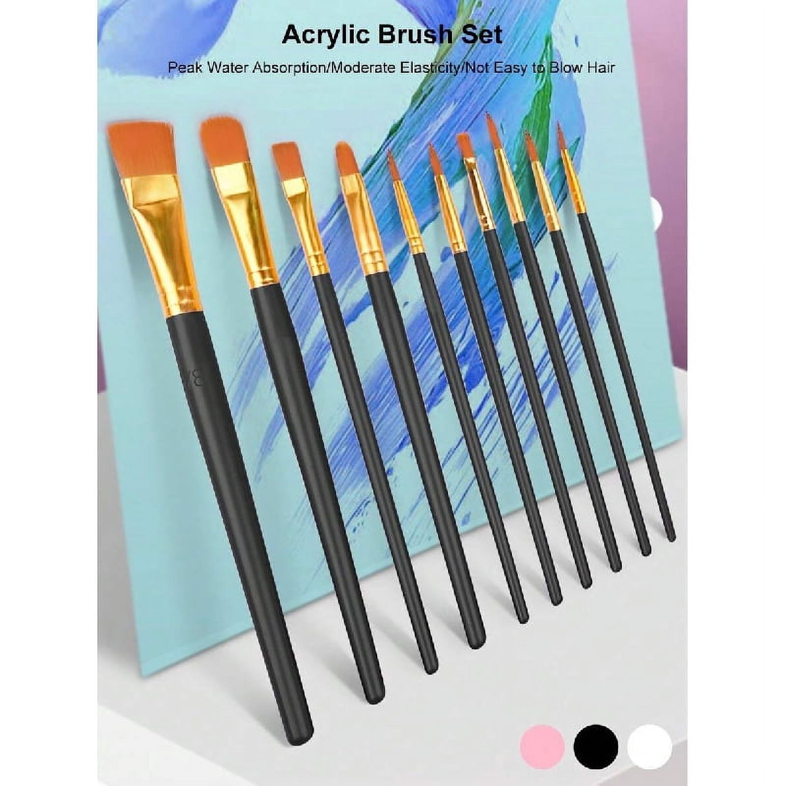 Art Brush Set, Watercolor, Oil, Acrylic, Gouache, Nylon Brushes, Paint ...