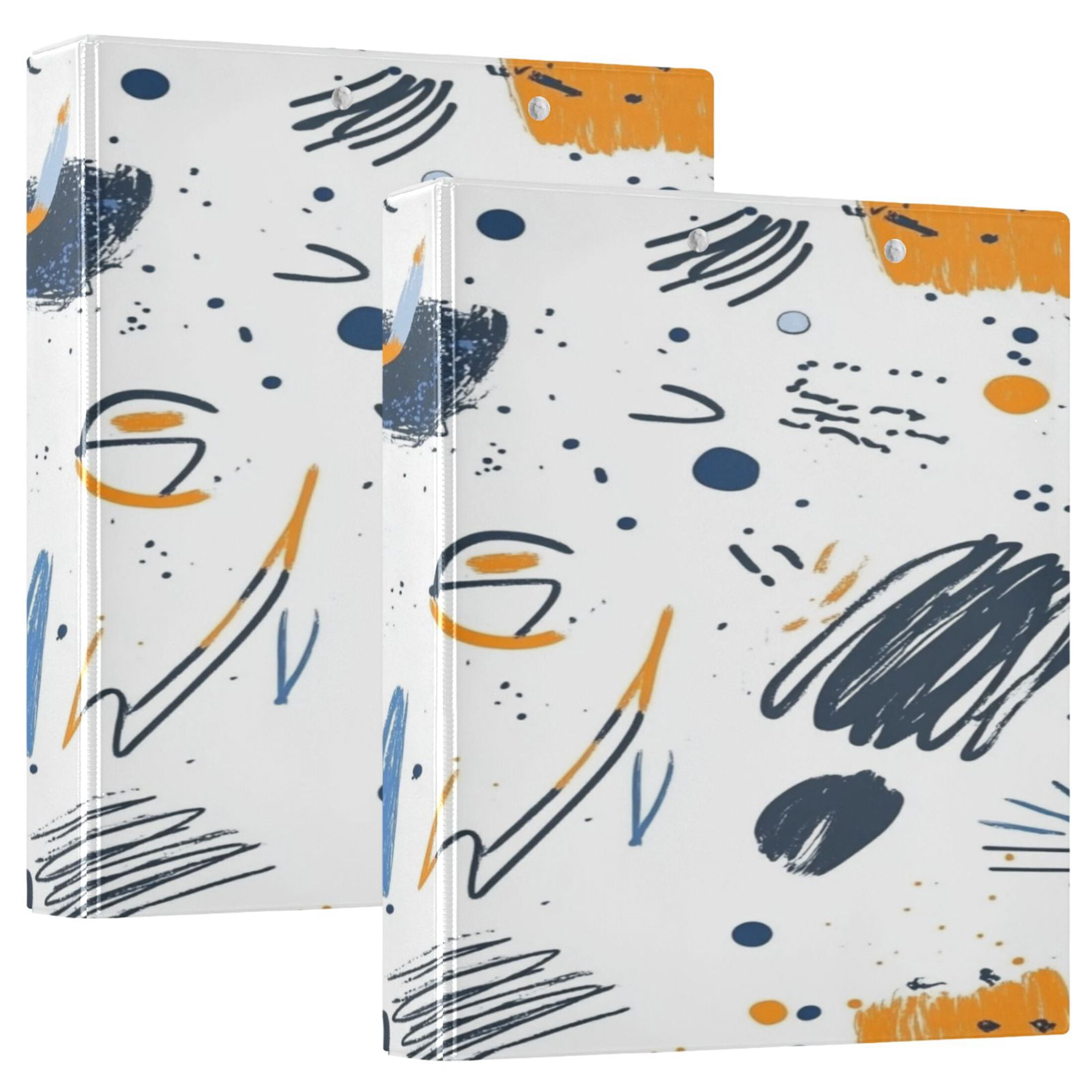 Art Brushstroke Pattern Design 12.4x10.6in PVC Round Ring Binder, D ...
