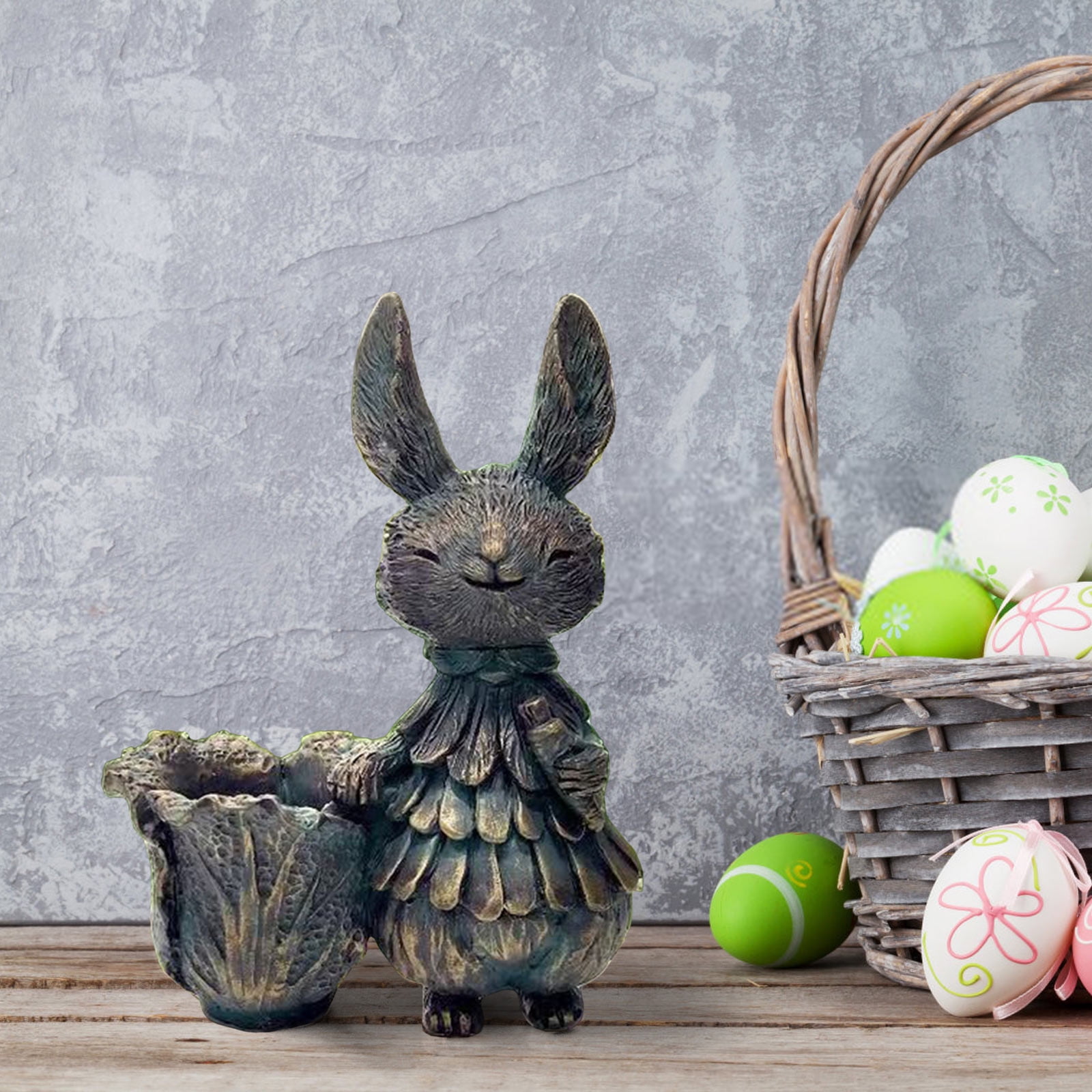 Art Bunny Planter Resin Statue, Cute Shaped Flower Pot for Garden ...