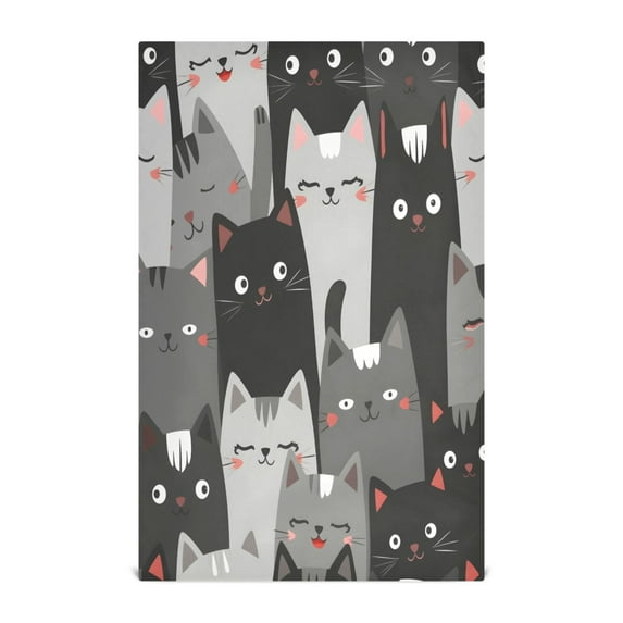 Art Cats Pattern Kitchen Towels Dishcloth Decorative Waffle Towels ...