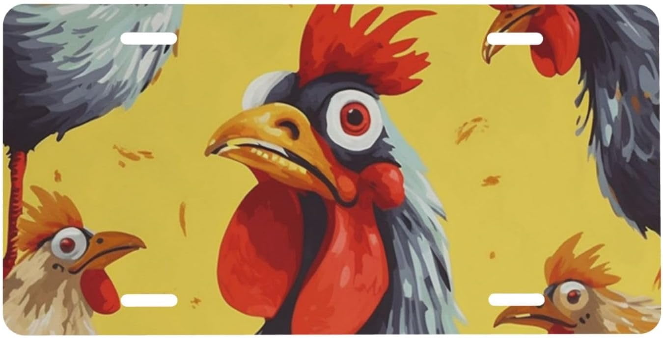 Art Chicken Painting License Plate Decorative Car Front License Plates ...