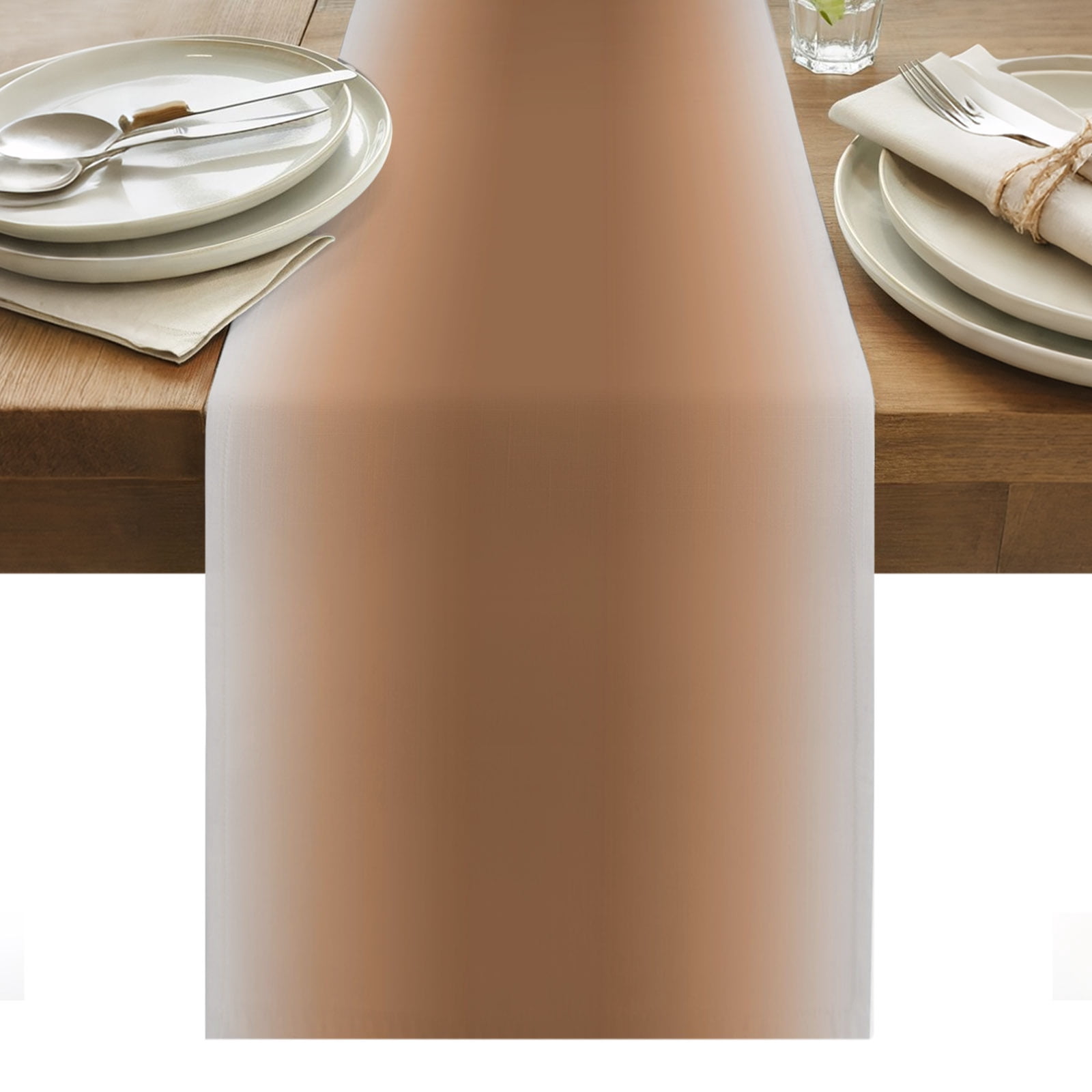 Art Coffee Brown Cotton Linen Table Runner Vintage White Brown Ombre ...