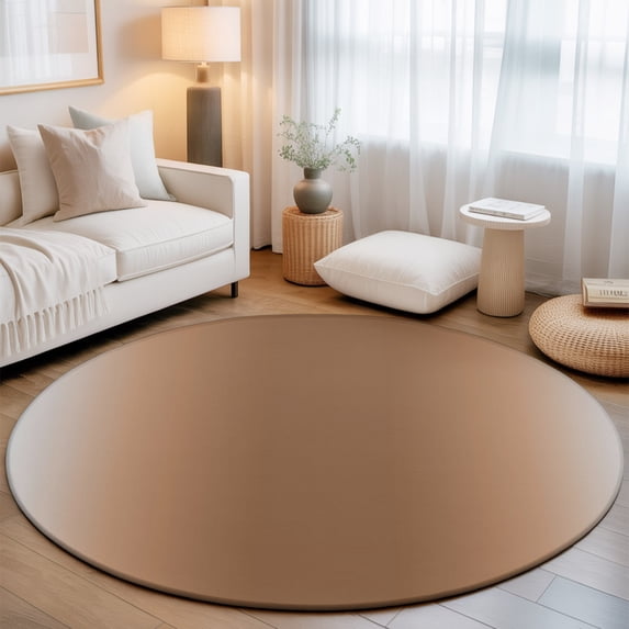 Art Coffee Brown Round Living Room Rugs 5 ft, Vintage White Brown Ombre ...