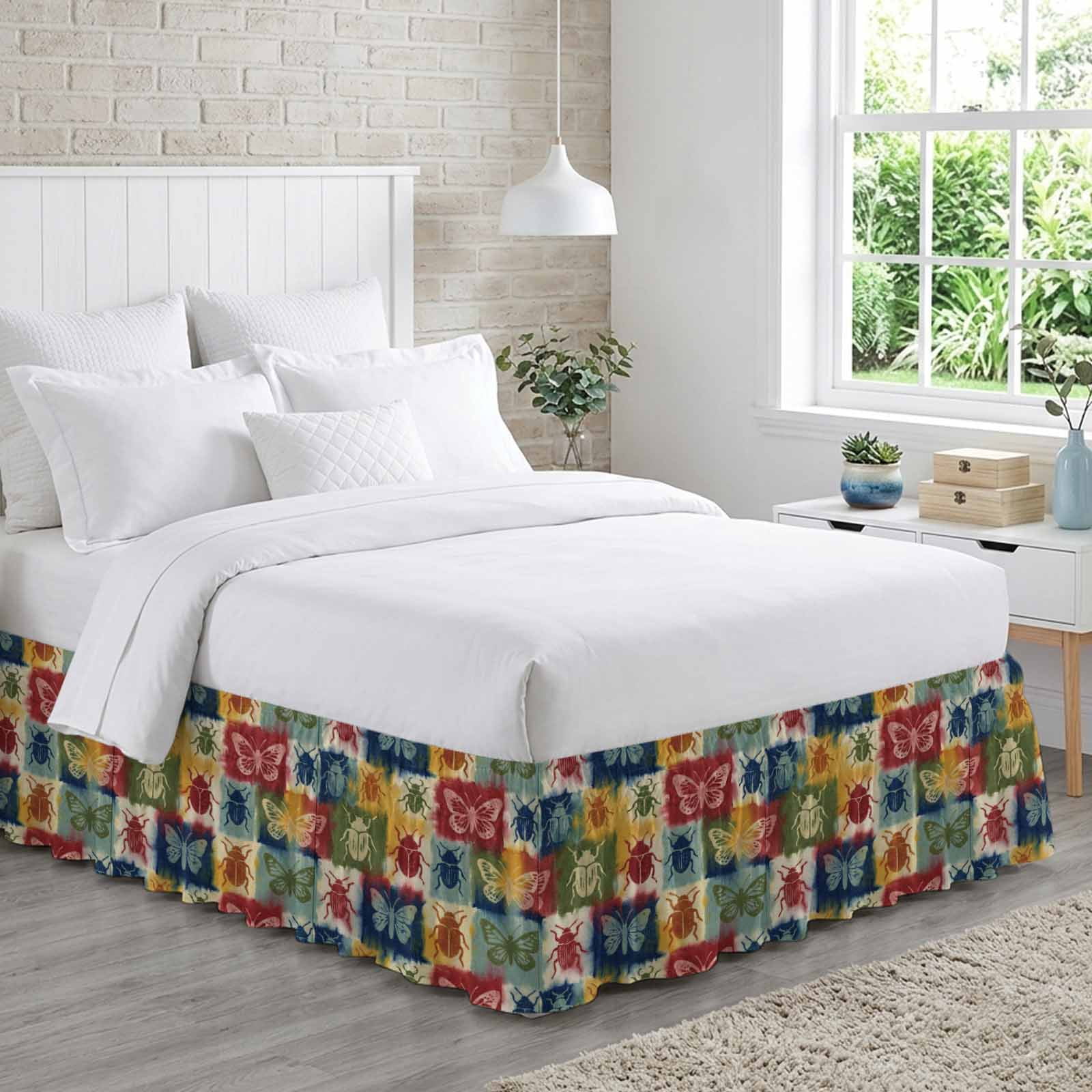 Art Country Bed Skirt Queen Size 16 Inch Drop, Watercolors Retro Red ...