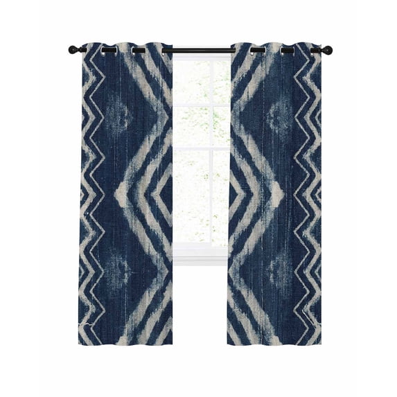 Art Country Blackout Curtains 63 Inch Length Retro Navy Blue Geometric ...