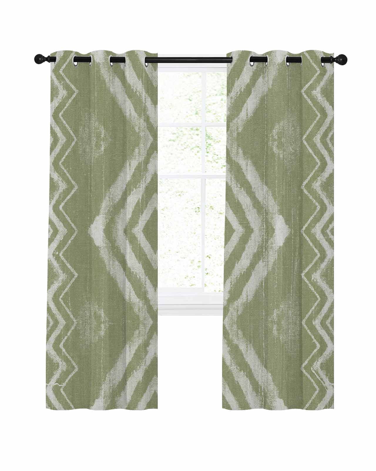 Art Country Blackout Curtains 72 Inch Length Retro Sage Green Geometric ...