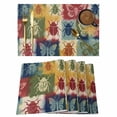 Art Country Cotton Linen Placemats Set of 4, Watercolors Retro Red Blue ...