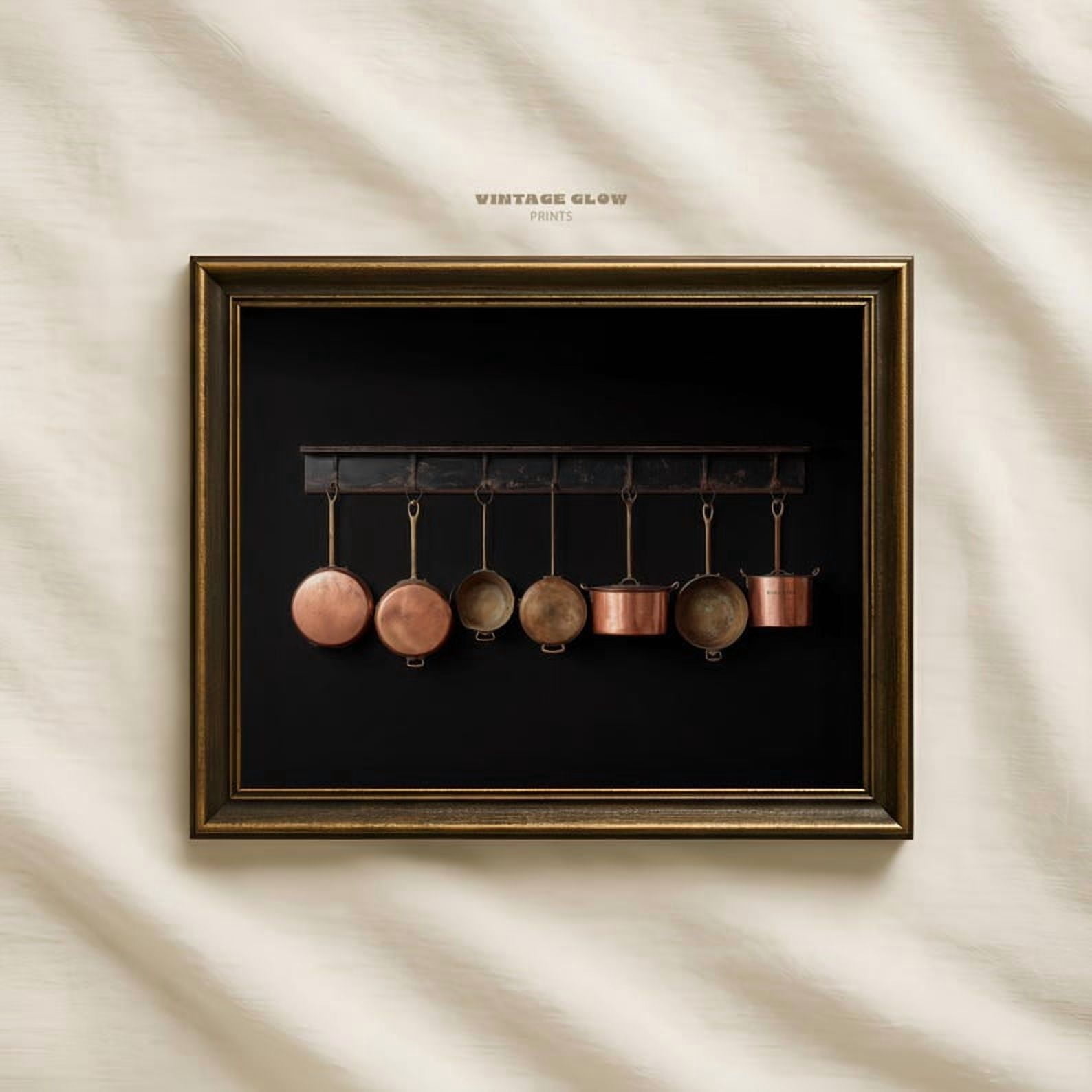 Art Country Kitchen Copper Pans, Moody Vintage Still Life, Rustic ...