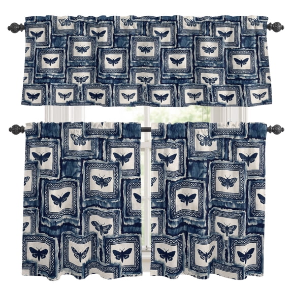 Art Country Kitchen Curtains Set for Windows, Vintage Retro Red Dark ...