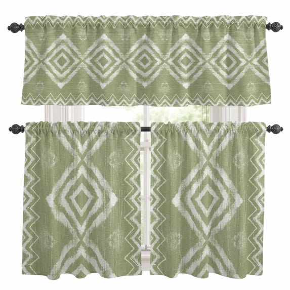 Art Country Kitchen Curtains Valance and Tier Set Retro Sage Green ...