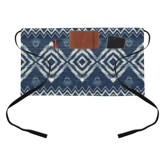 Art Country Kitchen Restaurant Half Waist Apron, Retro Navy Blue ...