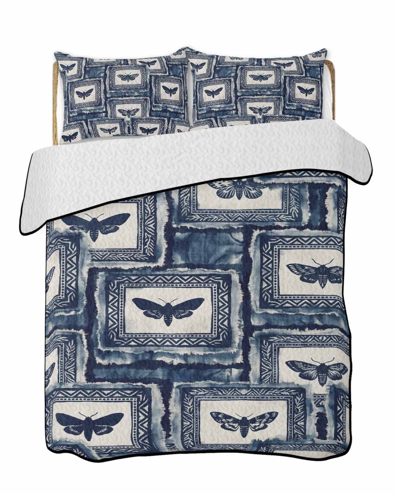 Art Country Quilts Bedding Set King Size Vintage Retro Red Dark Blue ...