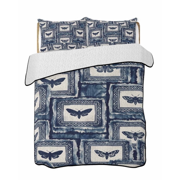 Art Country Quilts Bedding Set King Size Vintage Retro Red Dark Blue ...