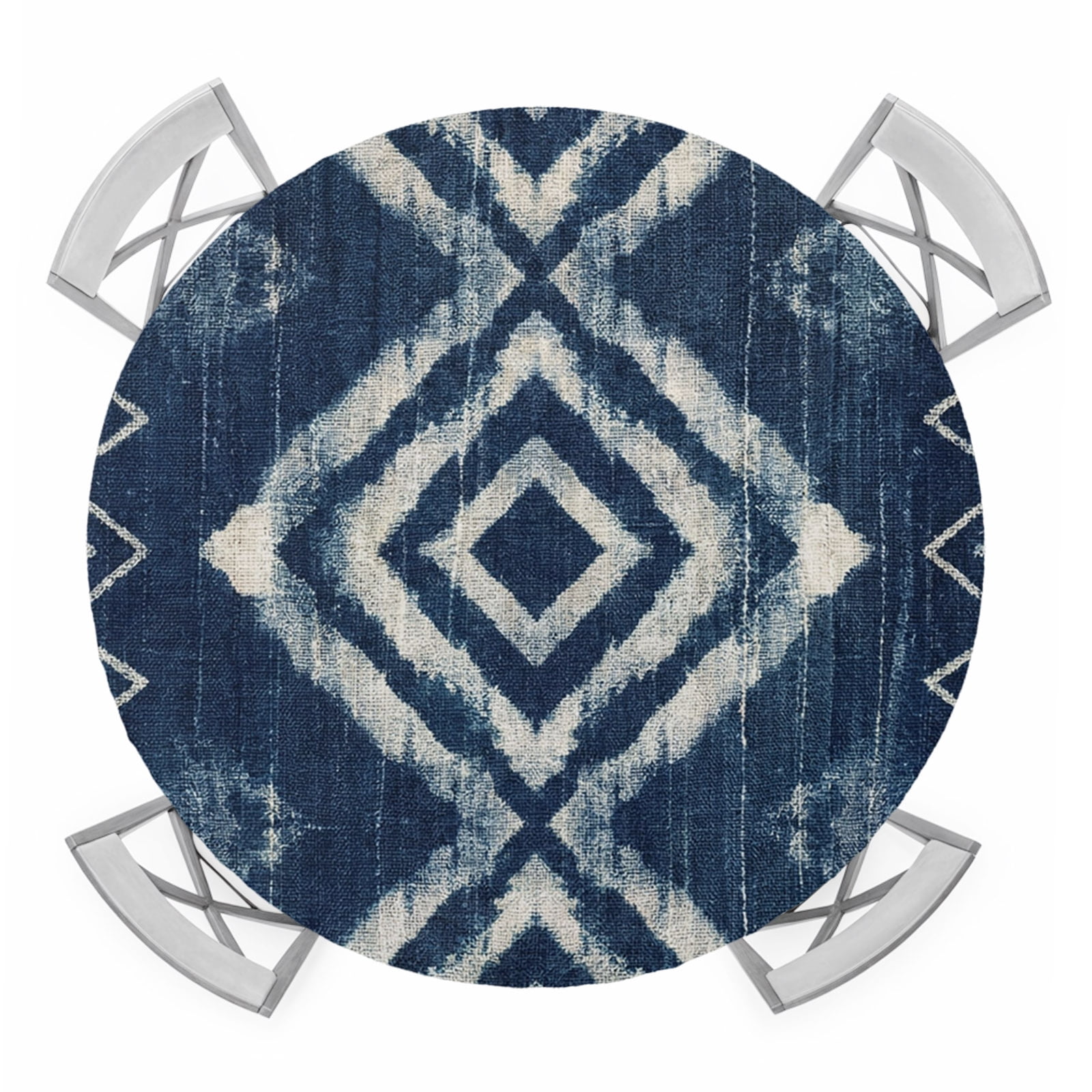Art Country Round Table Cover, Retro Navy Blue Geometric Chevron ...