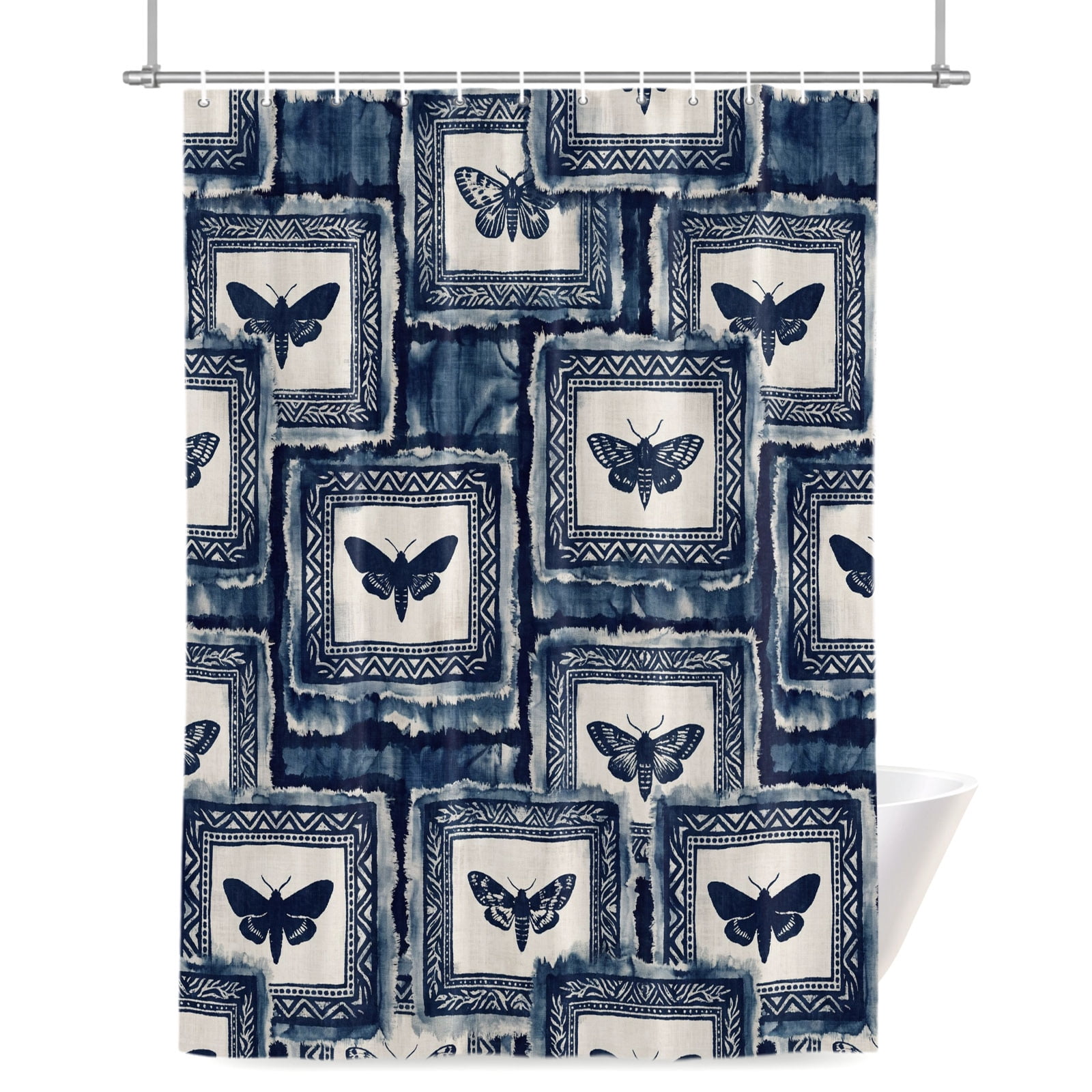 Art Country Shower Curtains for Bathroom, Vintage Retro Red Dark Blue ...