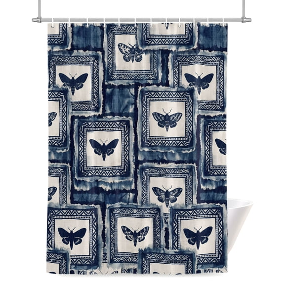 Art Country Shower Curtains for Bathroom, Vintage Retro Red Dark Blue ...