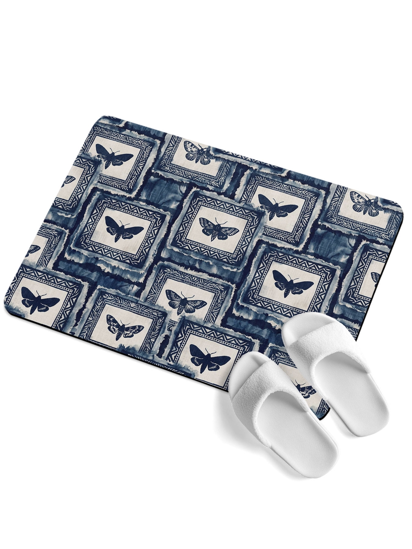 Art Country Soft Diatomaceous Earth Mat, Vintage Retro Red Dark Blue ...