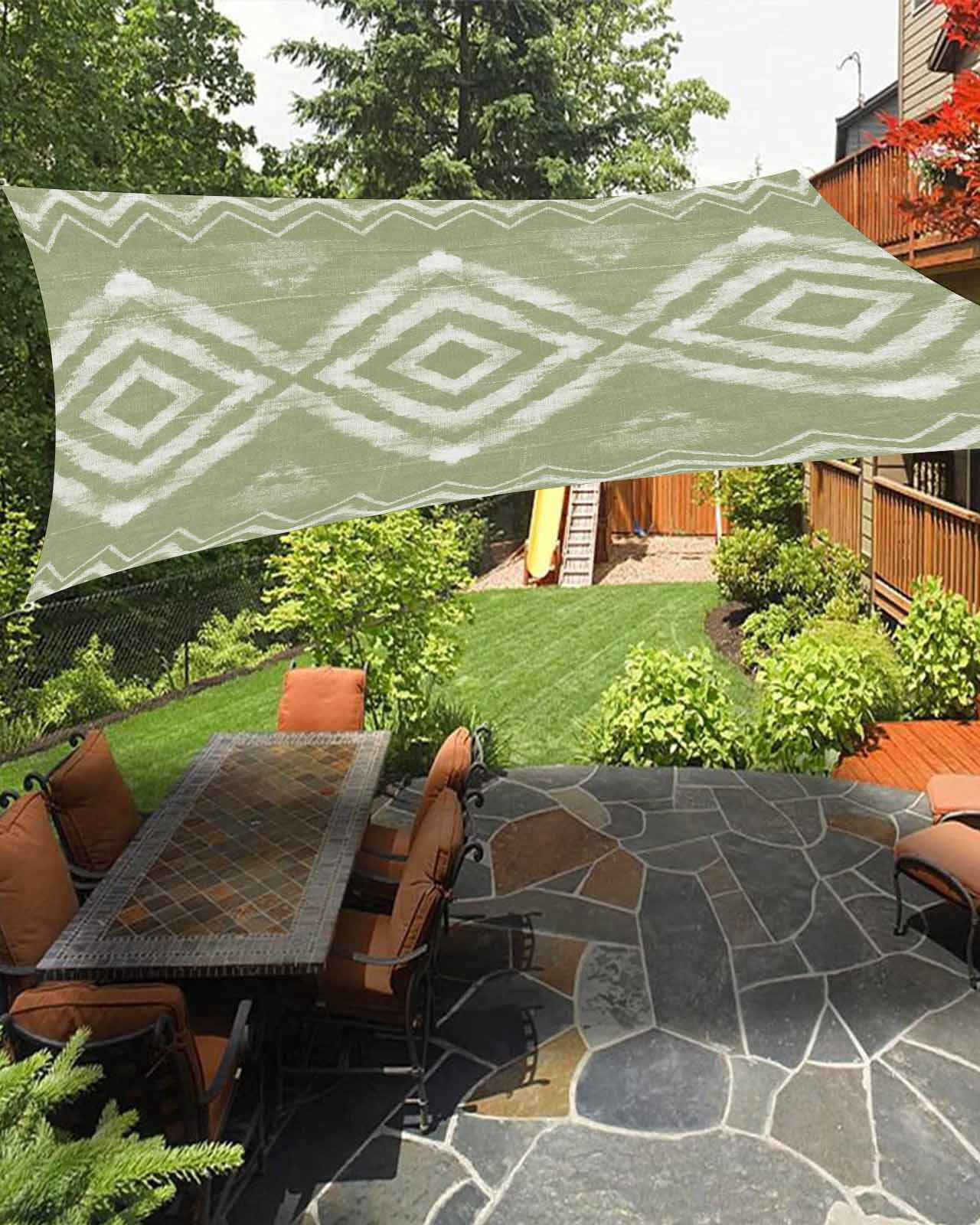 Art Country Sun Shade Sail 12'X16' Retro Sage Green Geometric Chevron ...