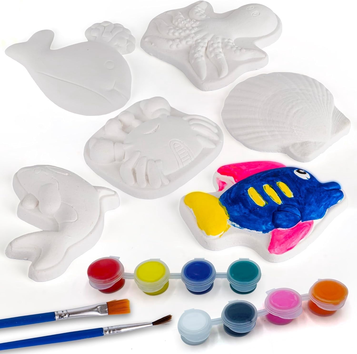 Art Creativity Ocean Animals Plaster Painting Kit for Kids – 6 Sea ...