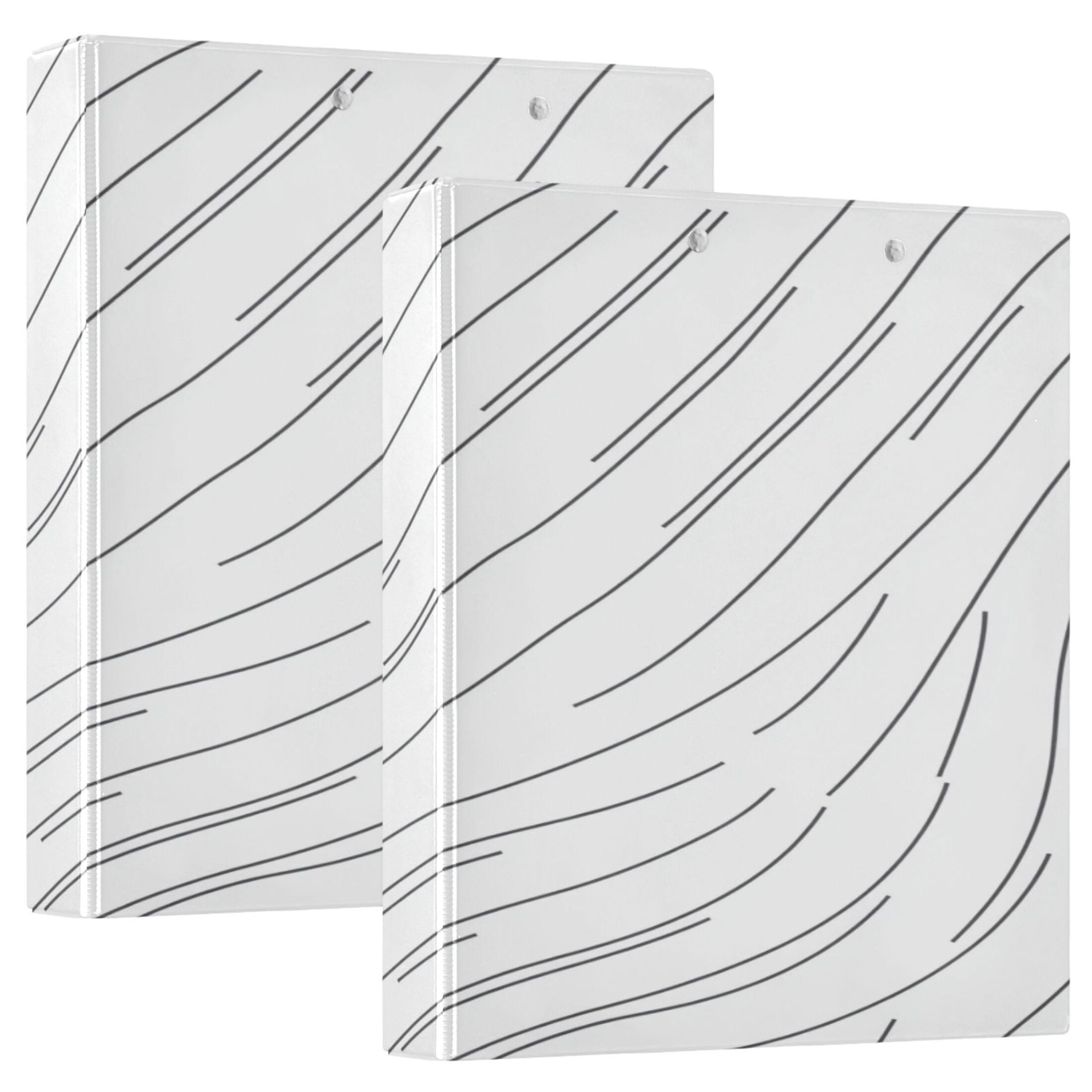 Art Curved Black Lines 12.4x10.6in PVC Round Ring Binder, D-Ring 3-Hole ...