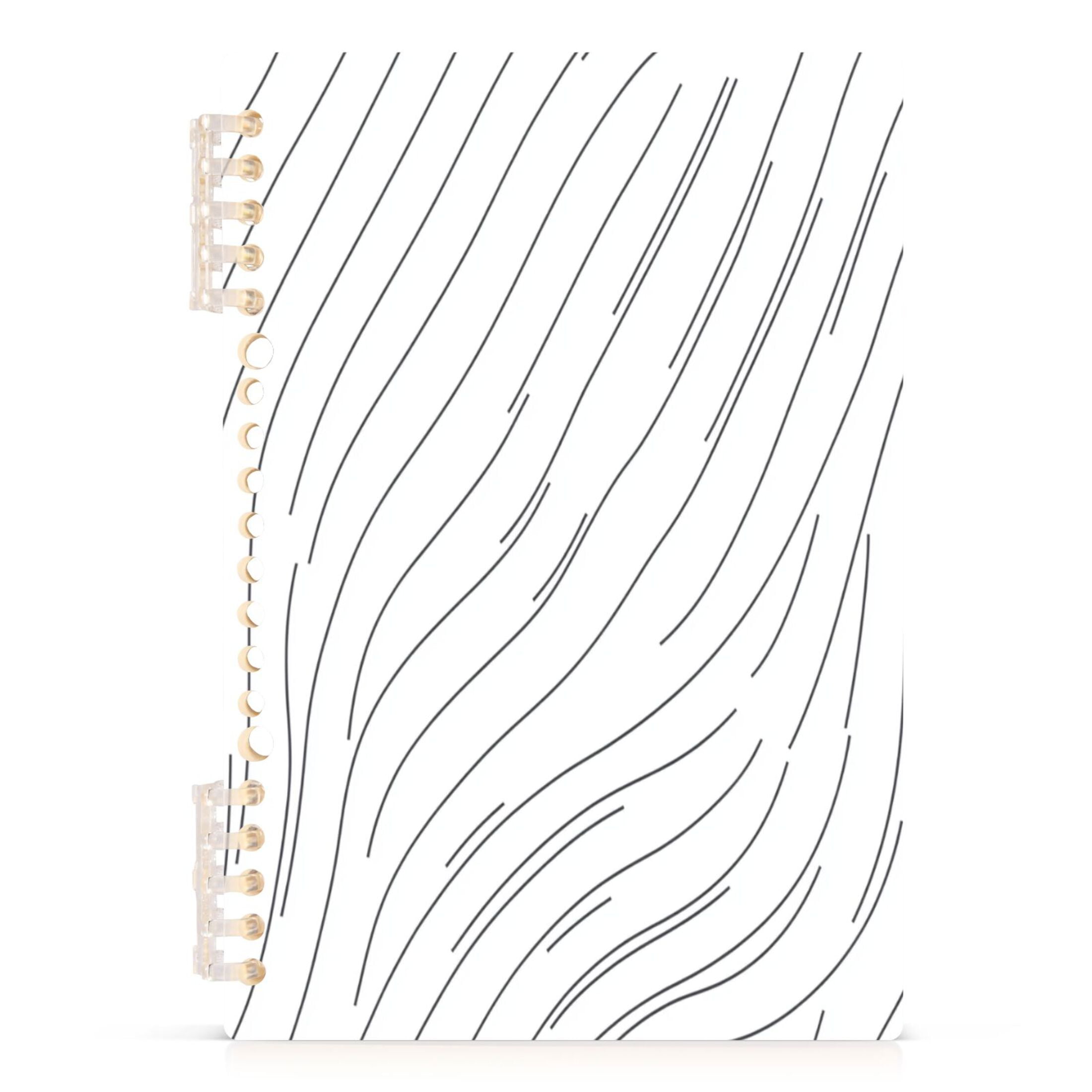 Art Curved Black Lines A5 8.3x5.7in PP Notebook, Adjustable Rings, 60 ...