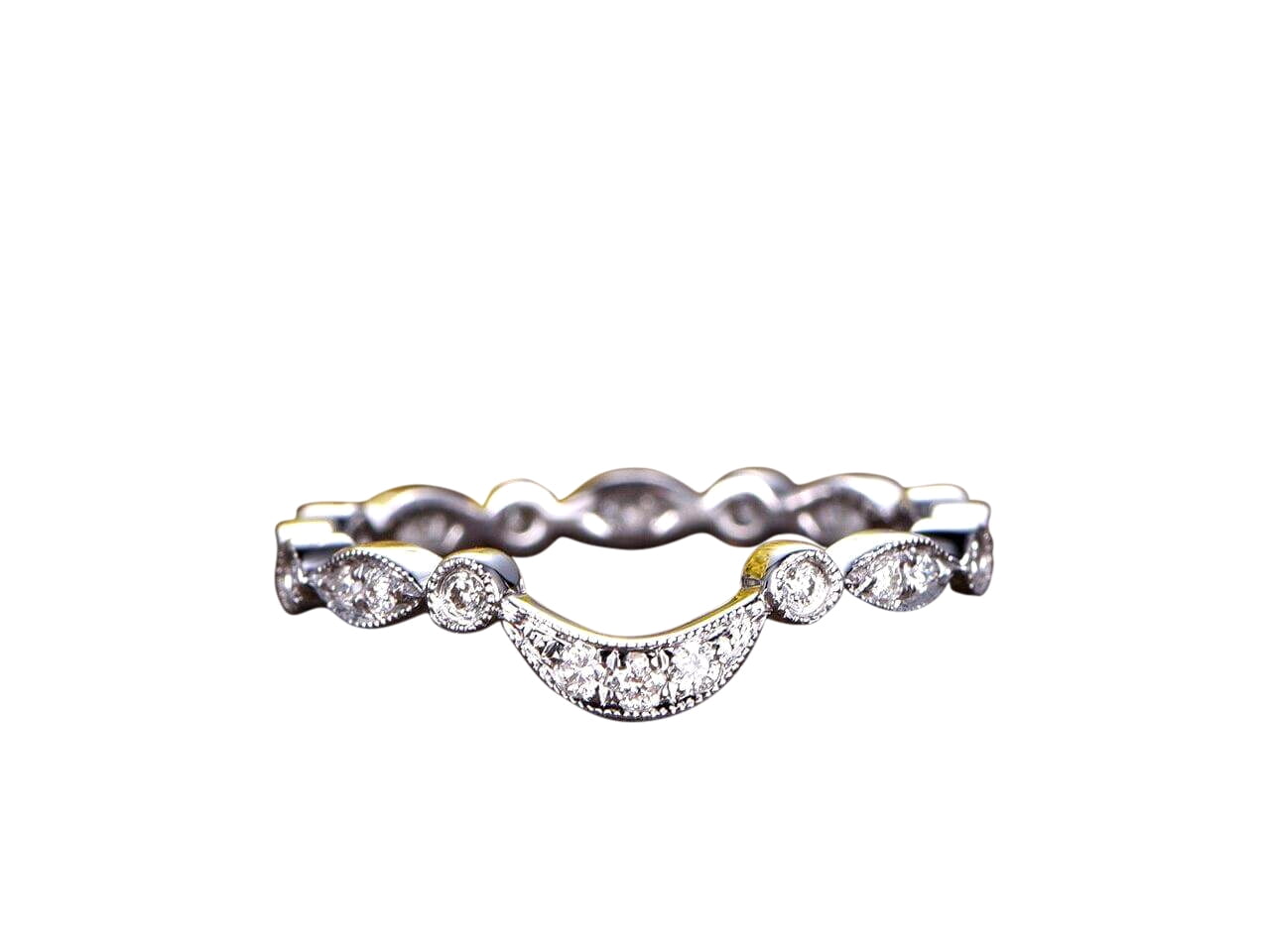 Art Deco 0.50 Carat Ring Wedding Band with Real Moissanite Diamond ...