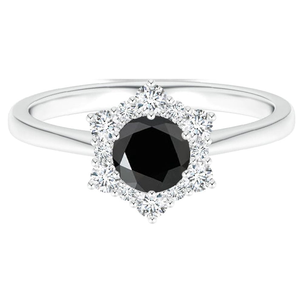 Art Deco 0.56 Ctw Round Black Spinel 925 Sterling Silver Women Cluster ...
