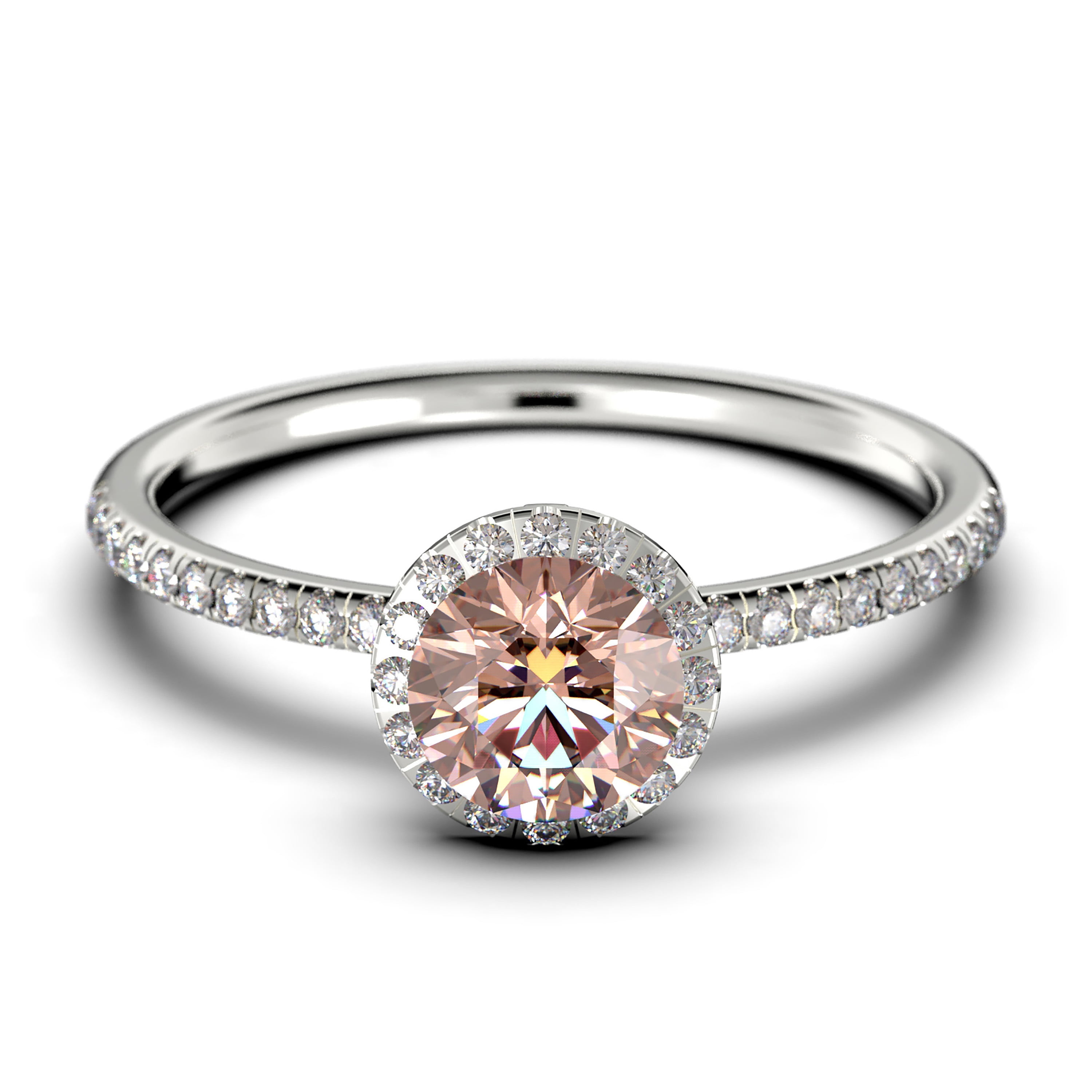 Art Deco 1.50 Carat Round Cut Morganite And Diamond Moissanite ...