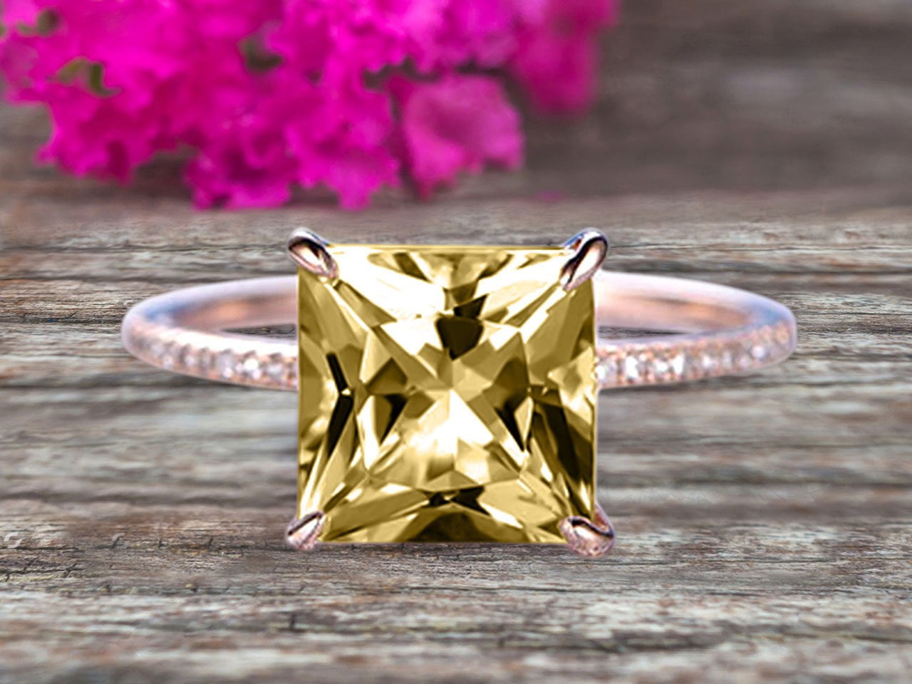 Art Deco 1.75 Carat Champagne Diamond Moissanite 6mm Princess Cut ...