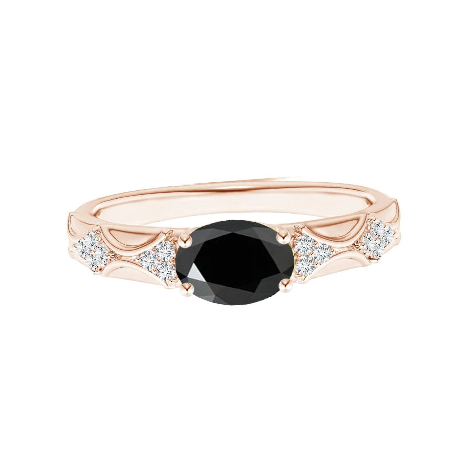 Art Deco 1 Ctw Oval Black Spinel 925 Silver Rose Gold Vermeil Love Ring - Walmart.com
