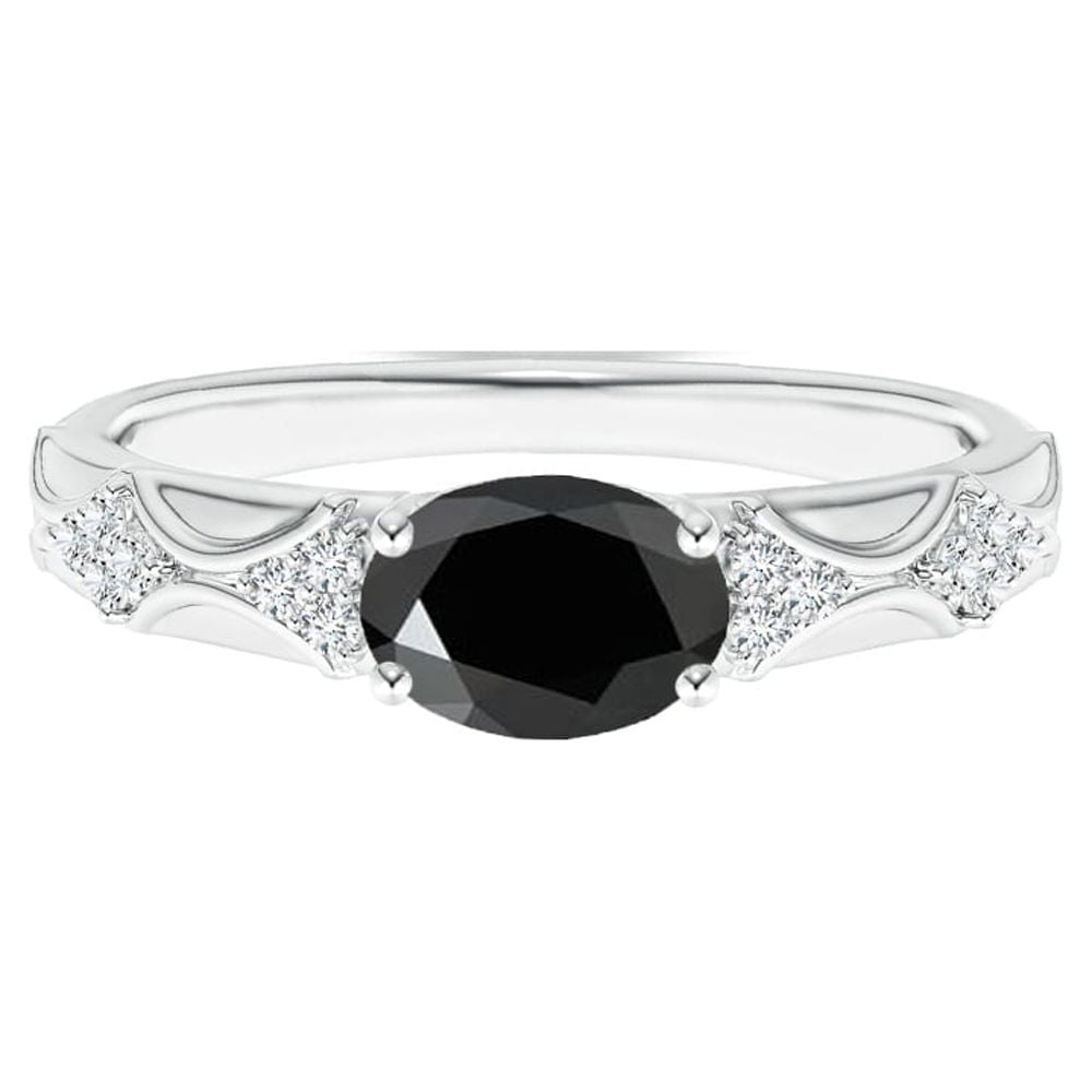 Art Deco 1 Ctw Oval Black Spinel 925 Sterling Silver Women Love ...
