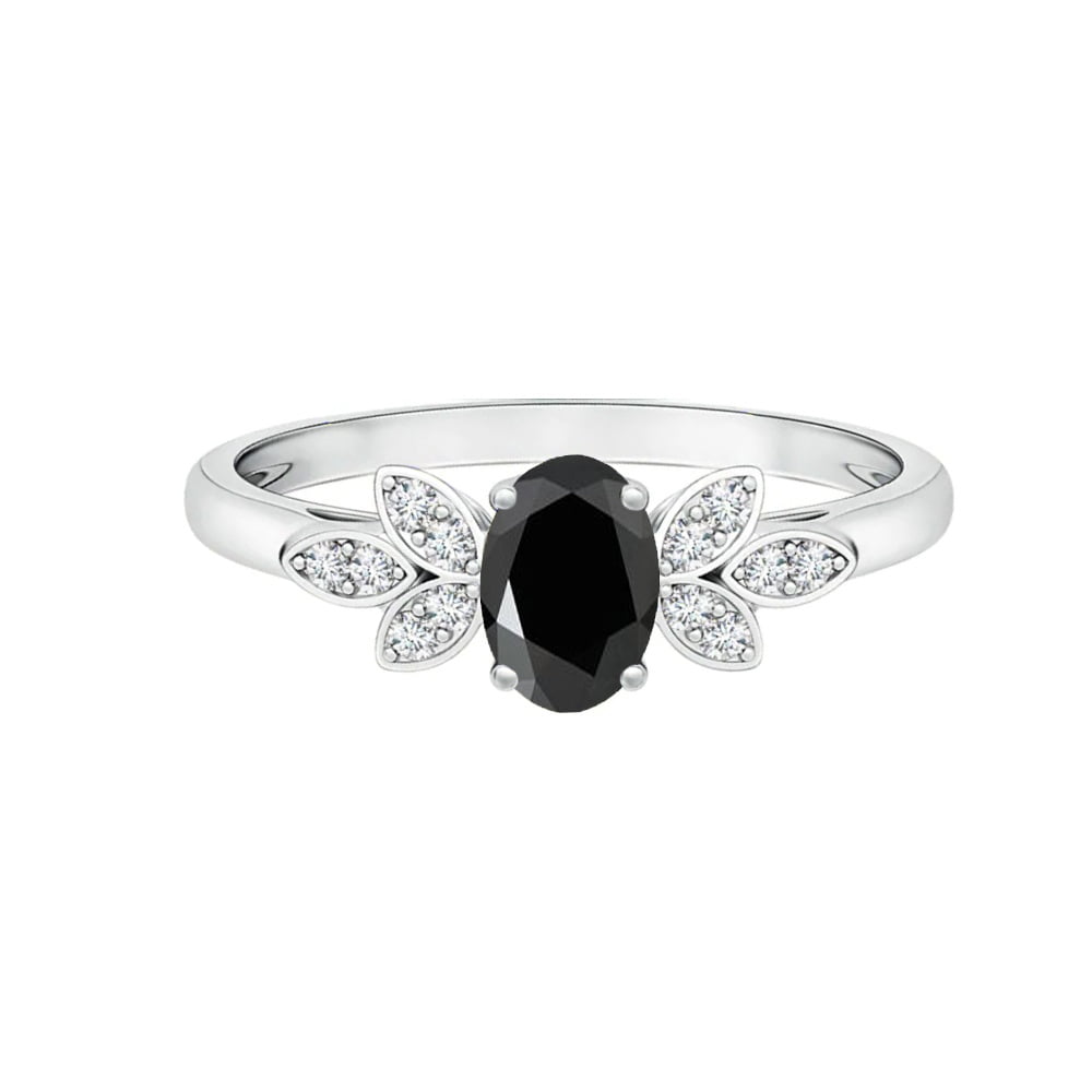 Art Deco 1 Ctw Oval Black Spinel 925 Sterling Silver Women Love Wedding ...