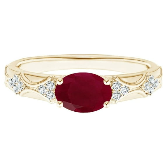 Art Deco 1 Ctw Oval Ruby 925 Sterling Silver Women Love Engagement Ring - Walmart.com