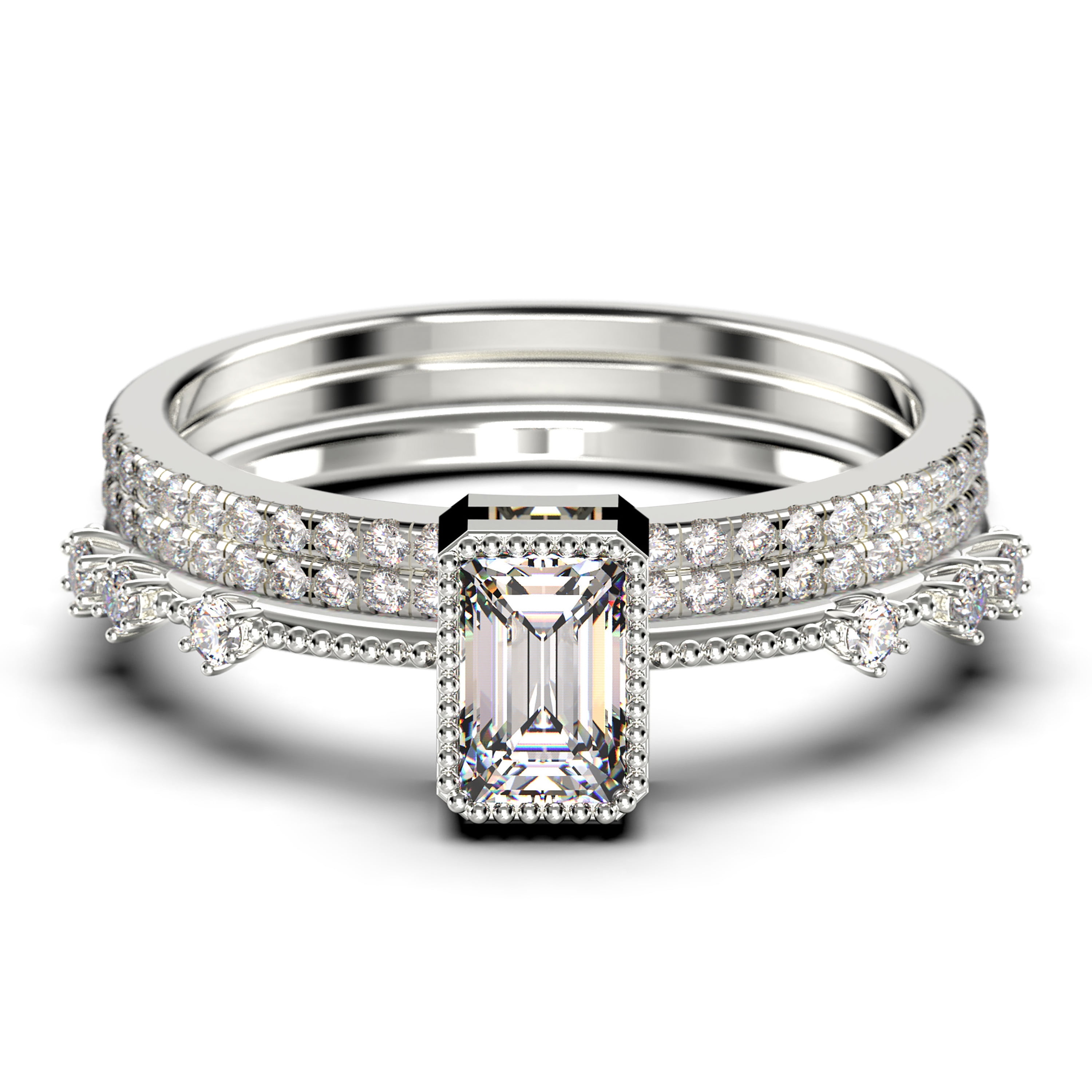 Art Deco 2.25 Carat Emerald Cut Diamond Moissanite Thin Engagement Ring ...
