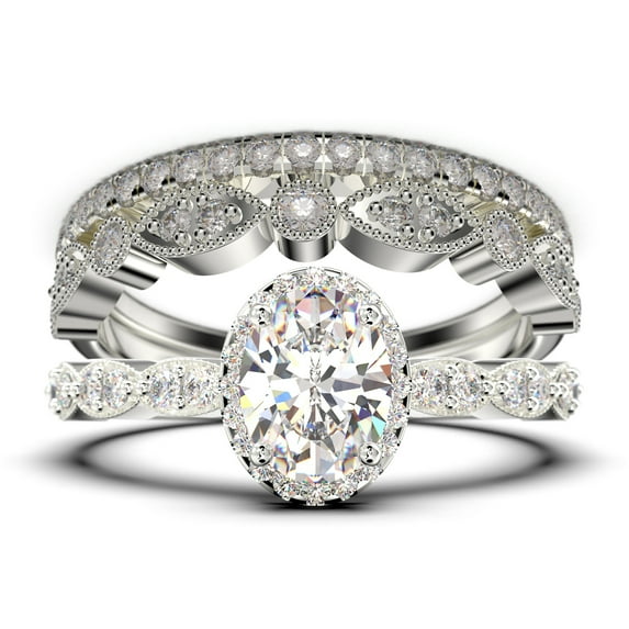 Art Deco 2.75 Carat Oval Cut Diamond Moissanite Classic Engagement Ring ...